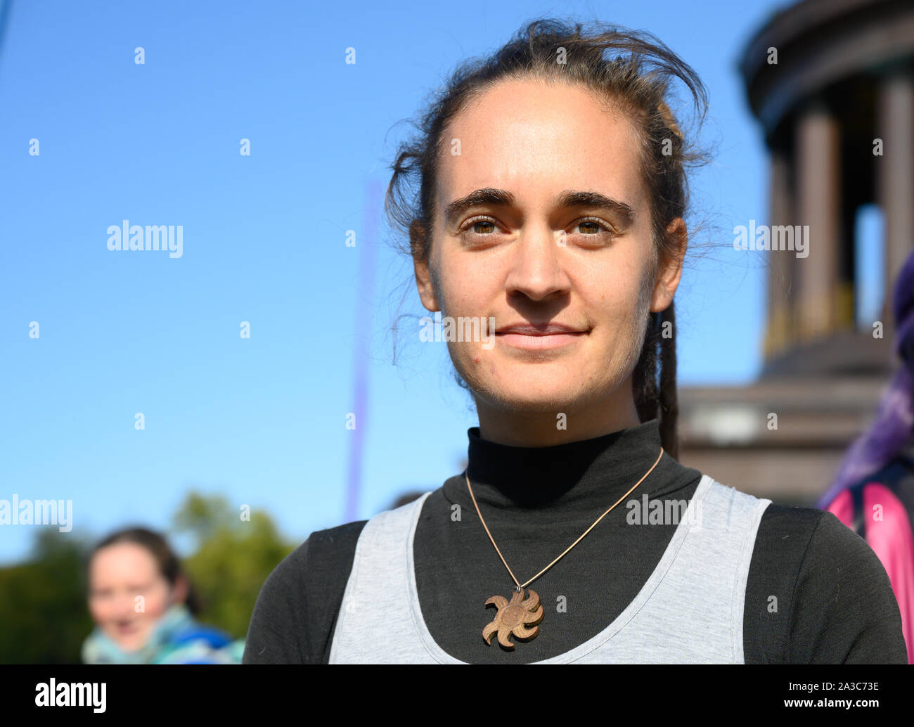 Berlin, Germany. 07th Oct, 2019. The activist Carola Rackete stands at ...