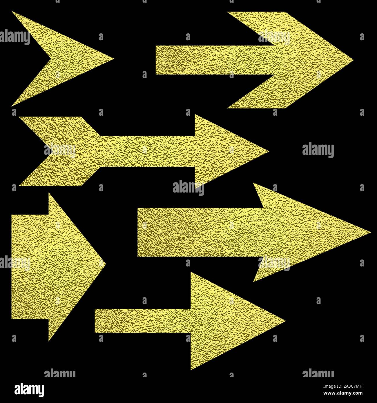 Set of various gold arrow symbol. . Vector isolated on black background ...