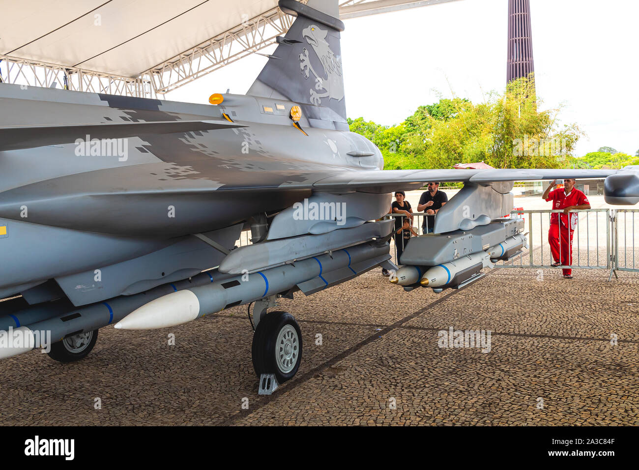Photo of an F39 Gripen from Swedish brand Saab. Exhibition of the ...