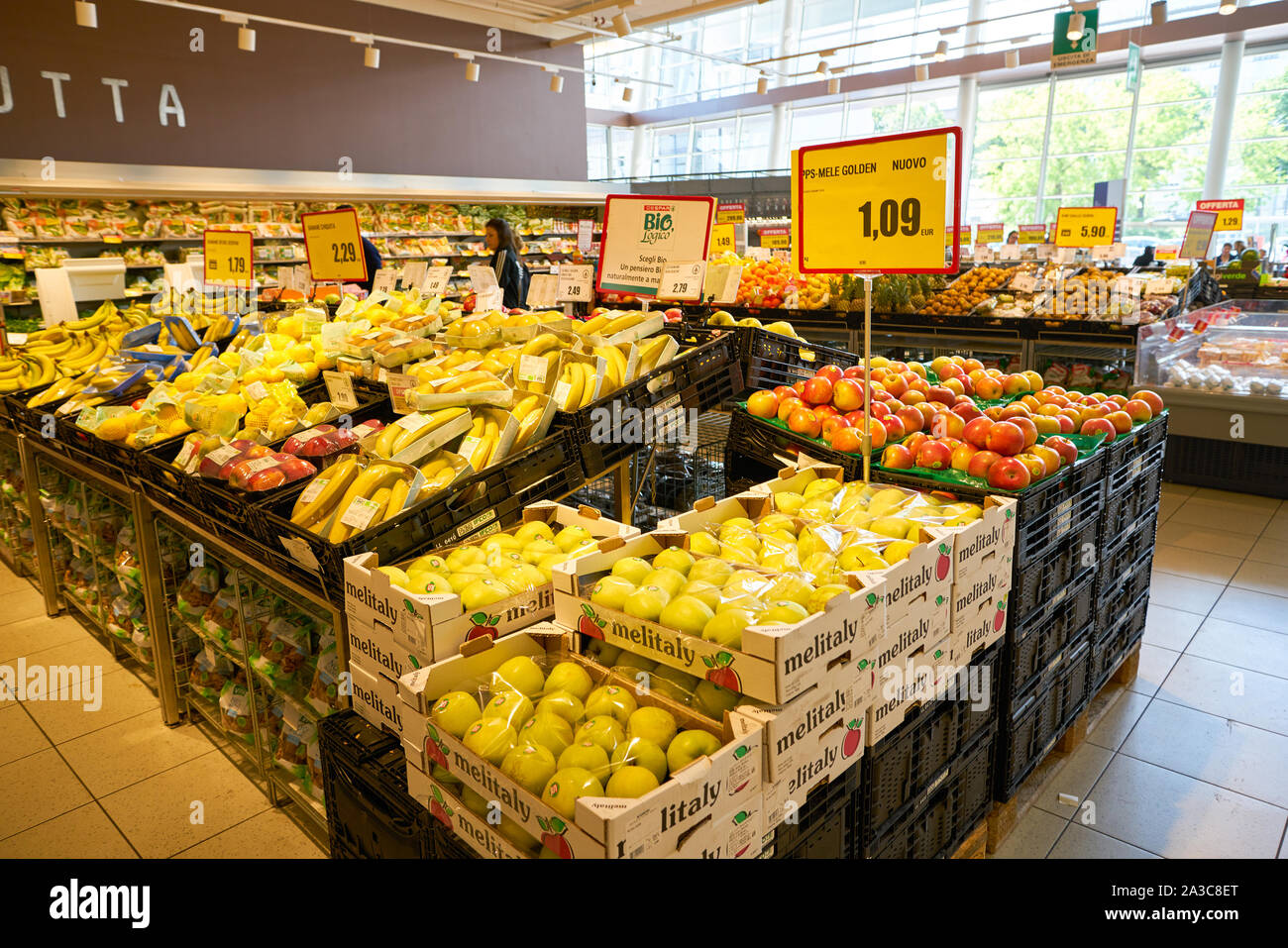 VENICE, ITALY - CIRCA MAY, 2019: produce on display at InterSPAR ...