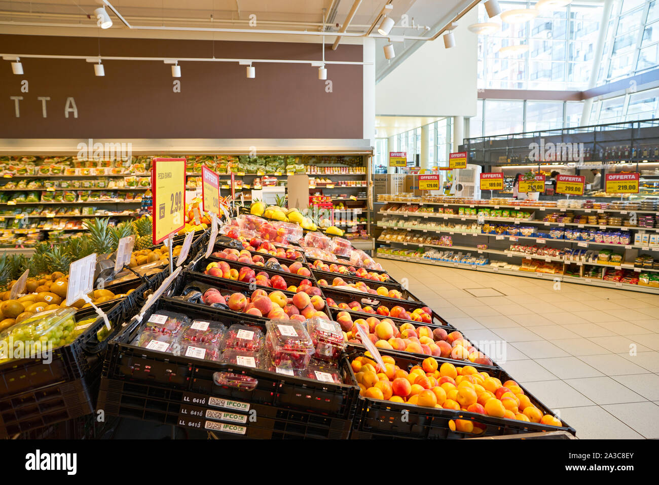 VENICE, ITALY - CIRCA MAY, 2019: produce on display at InterSPAR ...