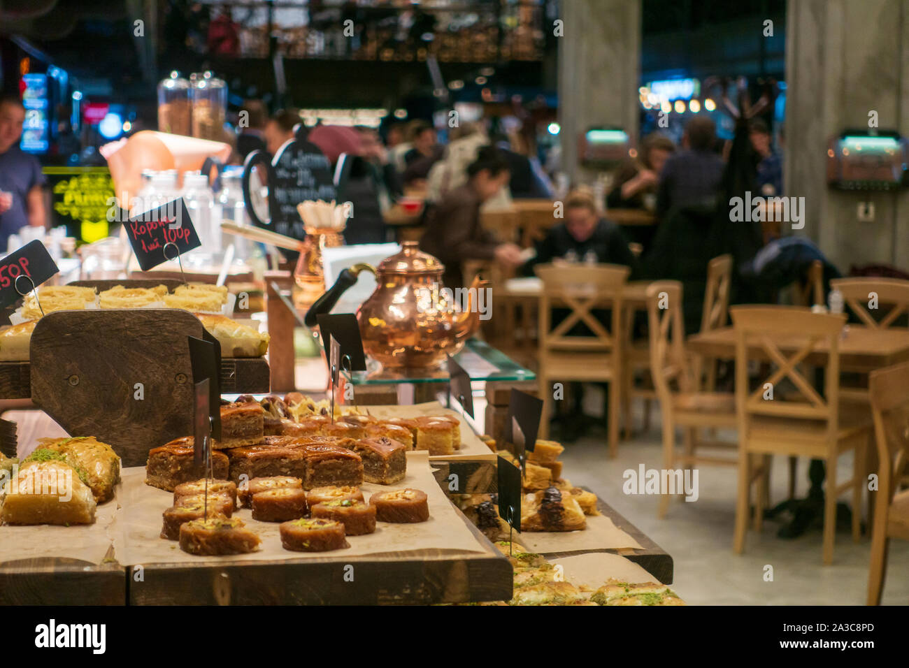 Fresh pastries on display in pastry shop Stock Photo - Alamy