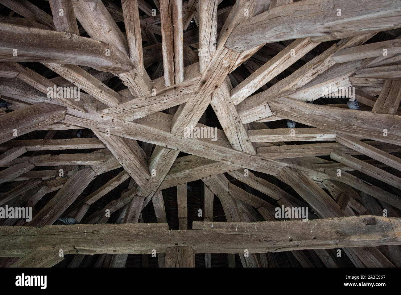 Oak roof beams. The Caesar Tower, Provins, France Stock Photo - Alamy