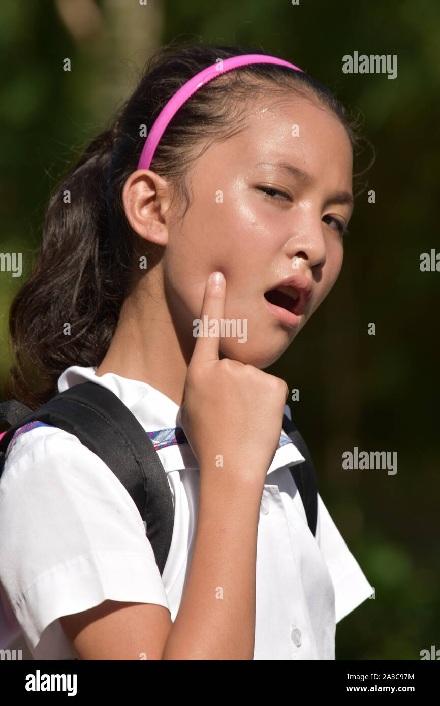 Student Teenager School Girl With Toothache With Books Stock Photo - Alamy