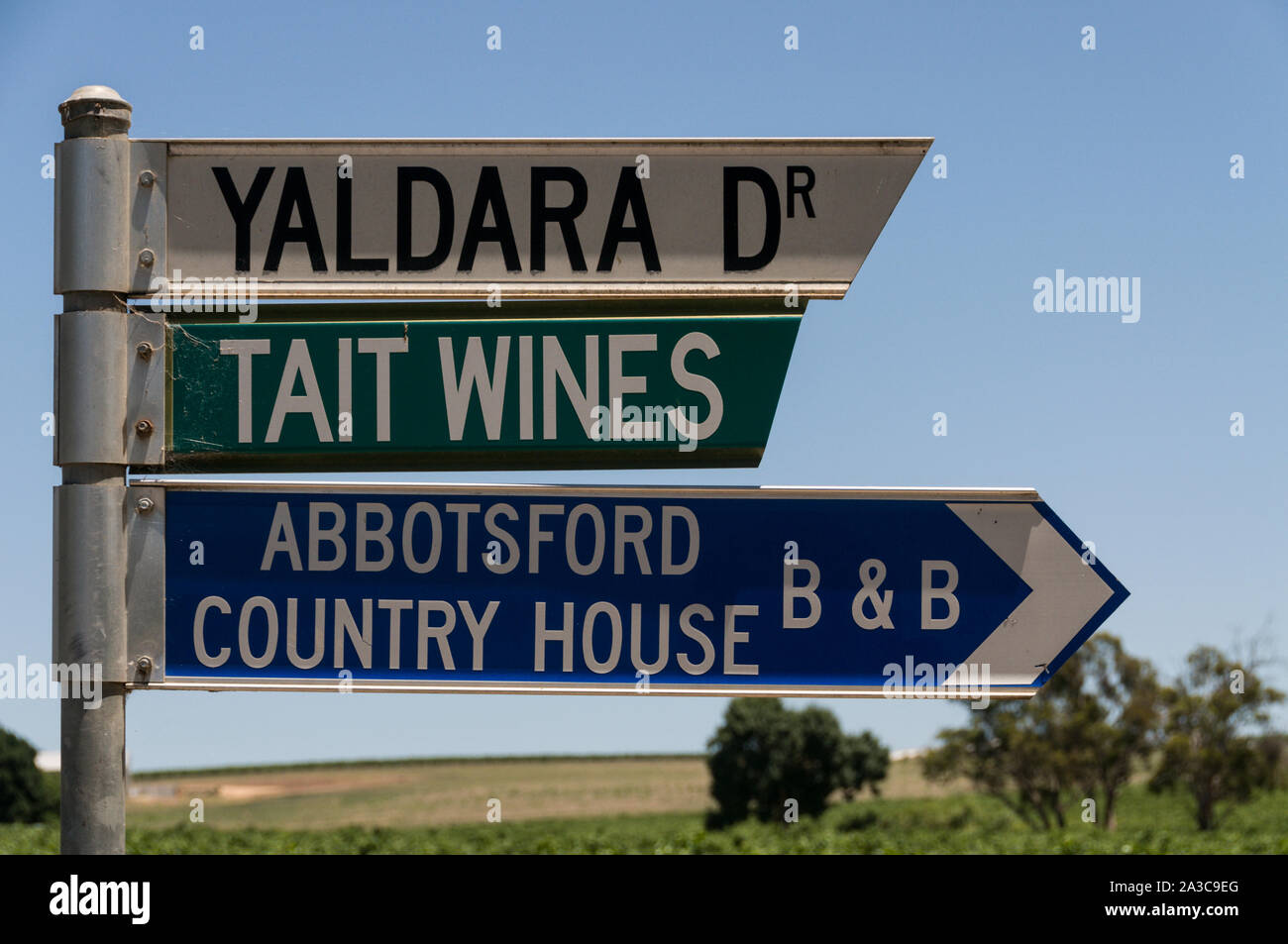 A road sign for visitors in the Barossa Valley wine region in South ...