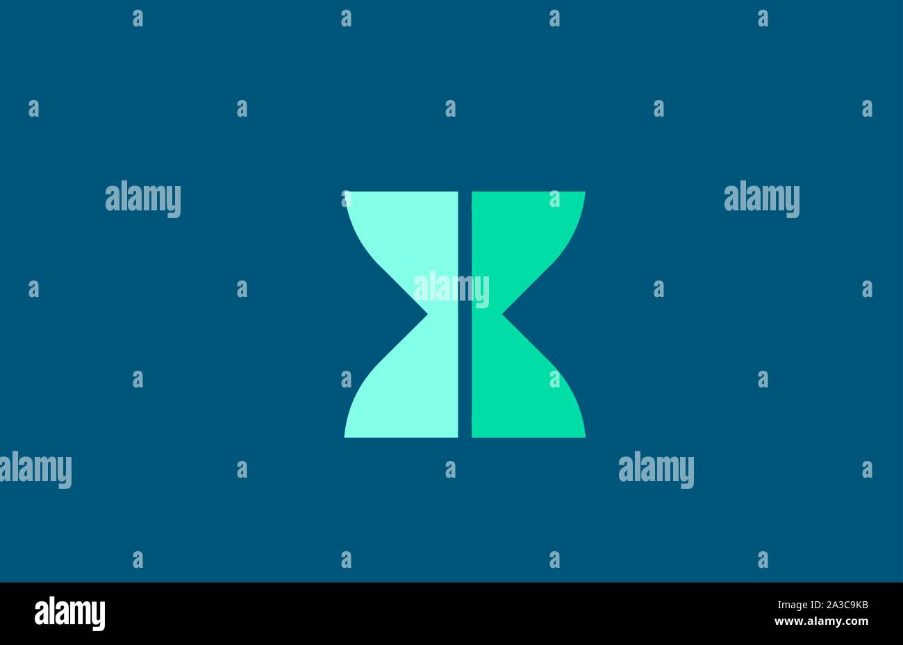X in blue green color letter logo alphabet for icon design. Suitable ...