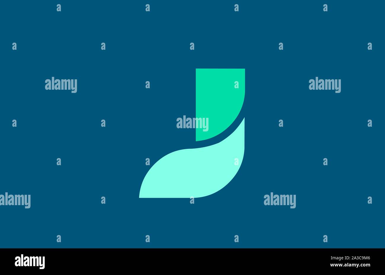 J in blue green color letter logo alphabet for icon design. Suitable ...