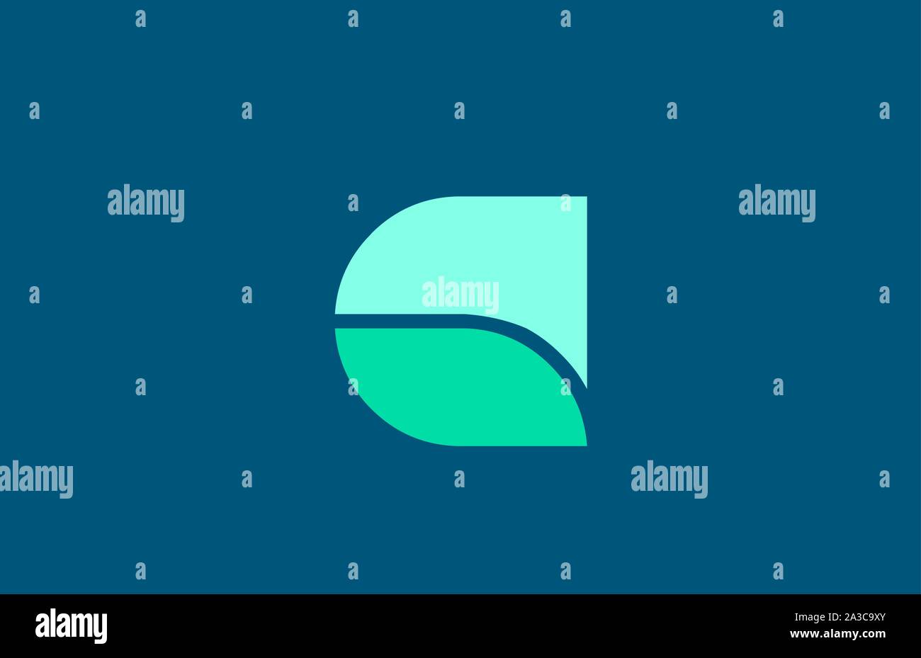 C in blue green color letter logo alphabet for icon design. Suitable ...