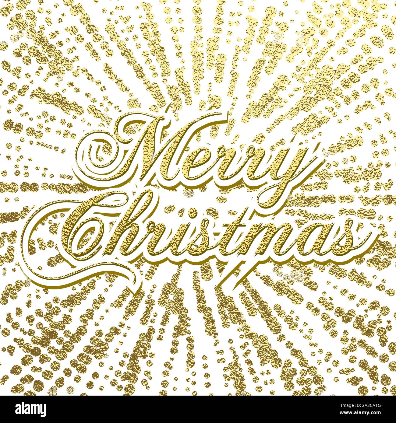 Merry Christmas gold glittering lettering design. Vector illustration ...