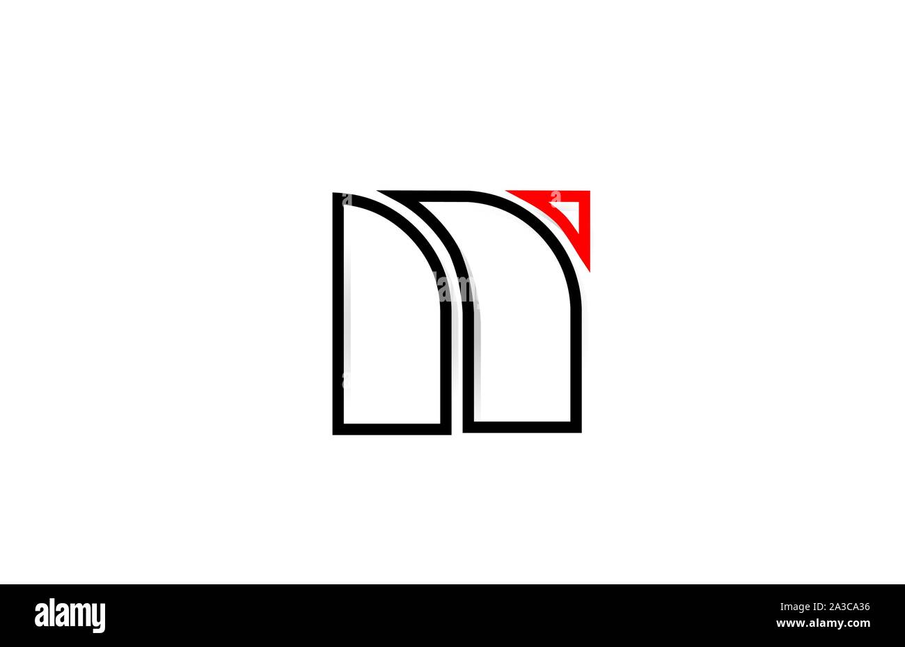 red black line N letter logo alphabet for icon design. For a logotype ...