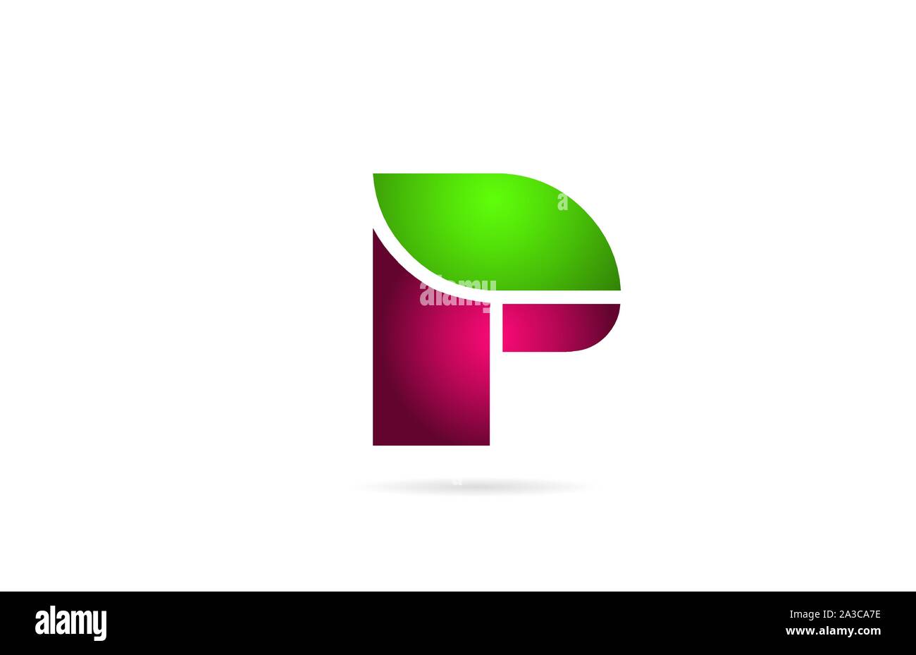 pink green color P letter logo alphabet for icon design. Logotype for a ...