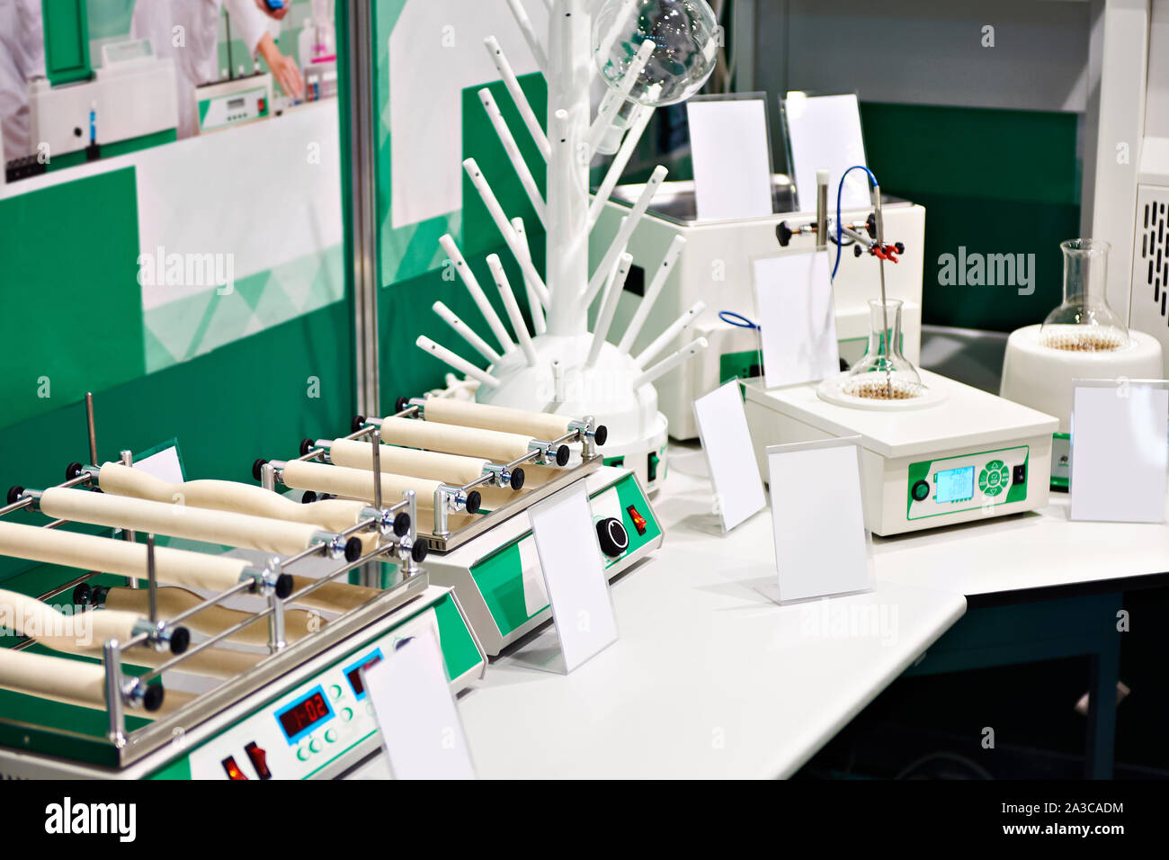 Linear and orbital shakers in chemical laboratory with samples Stock ...