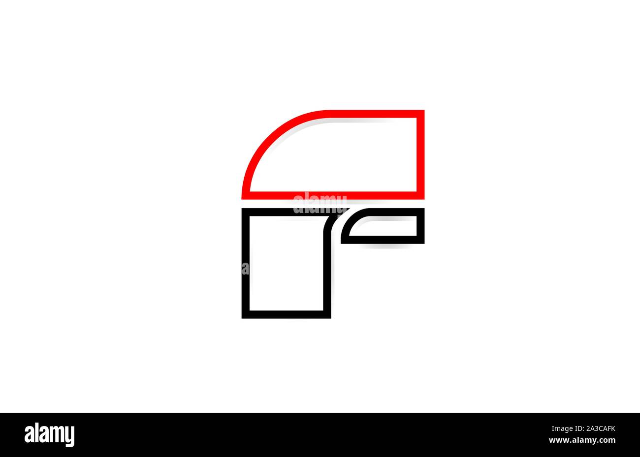 red black line F letter logo alphabet for icon design. For a logotype ...