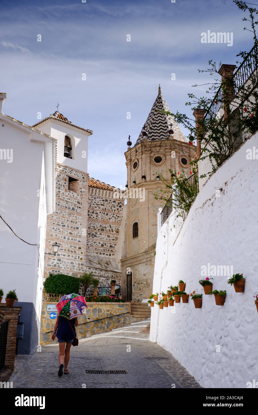 The white village of El Borge in Axarquia, Malaga, Andalucia, Costa del ...