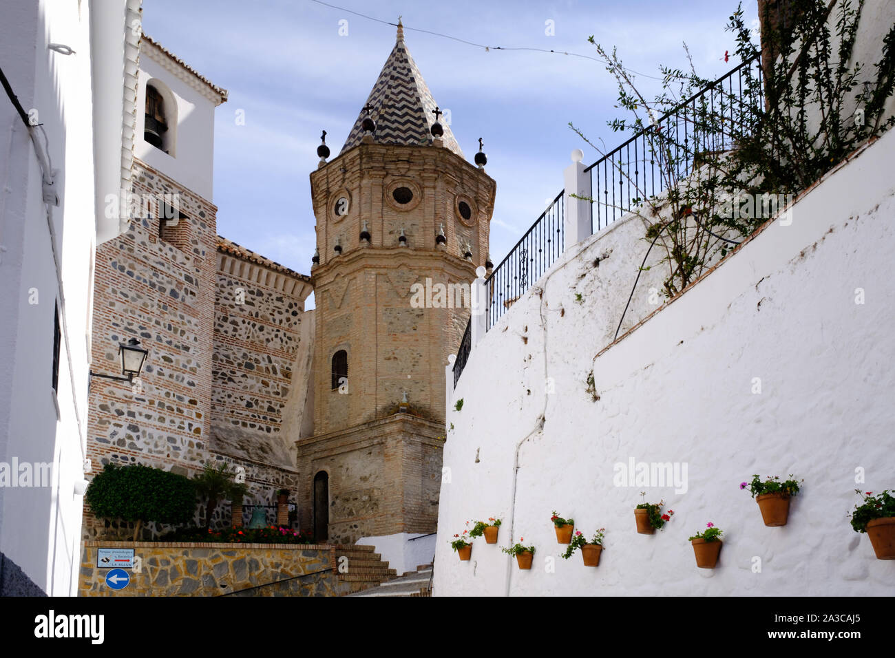 The white village of El Borge in Axarquia, Malaga, Andalucia, Costa del ...