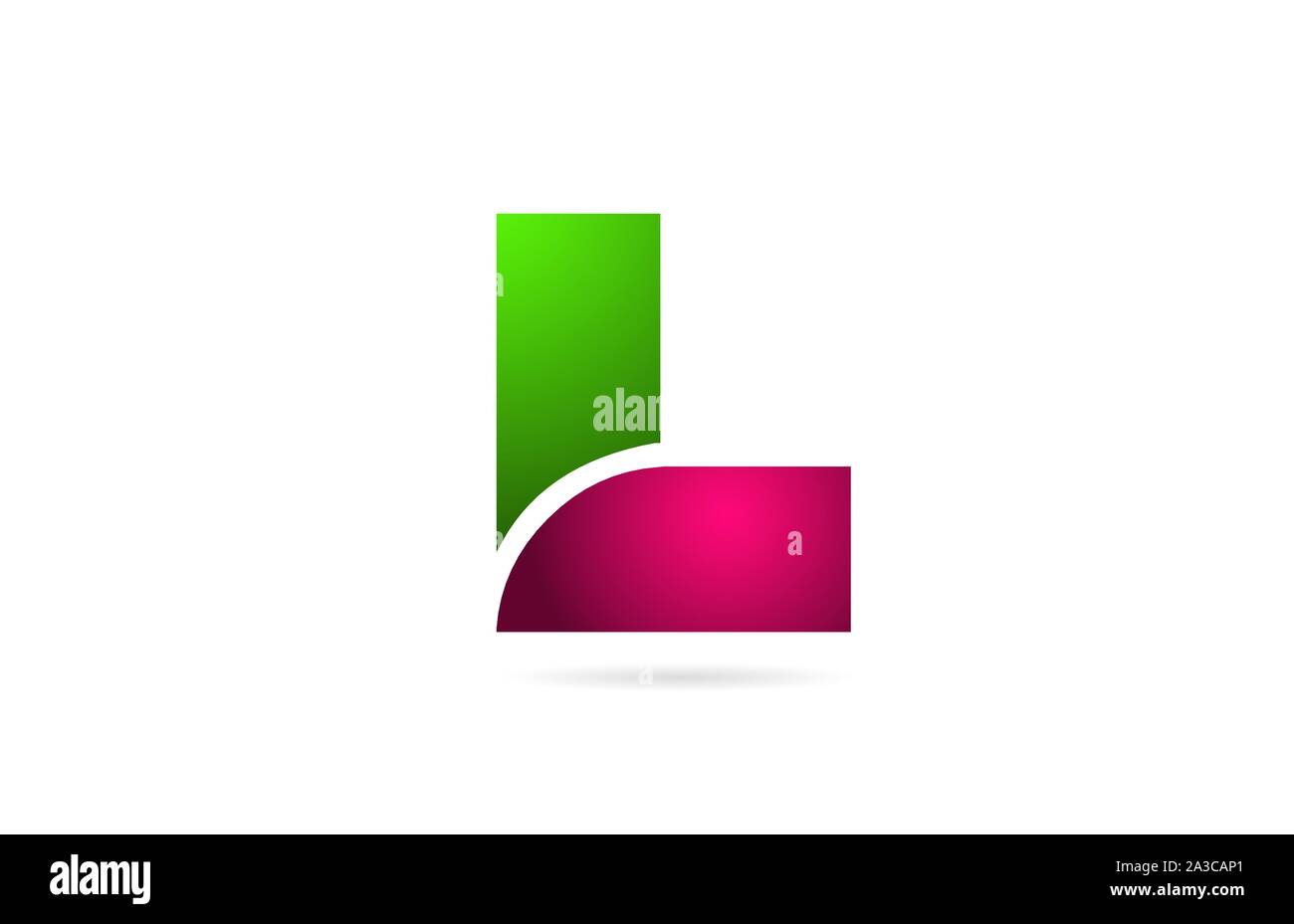 pink green color L letter logo alphabet for icon design. Logotype for a ...