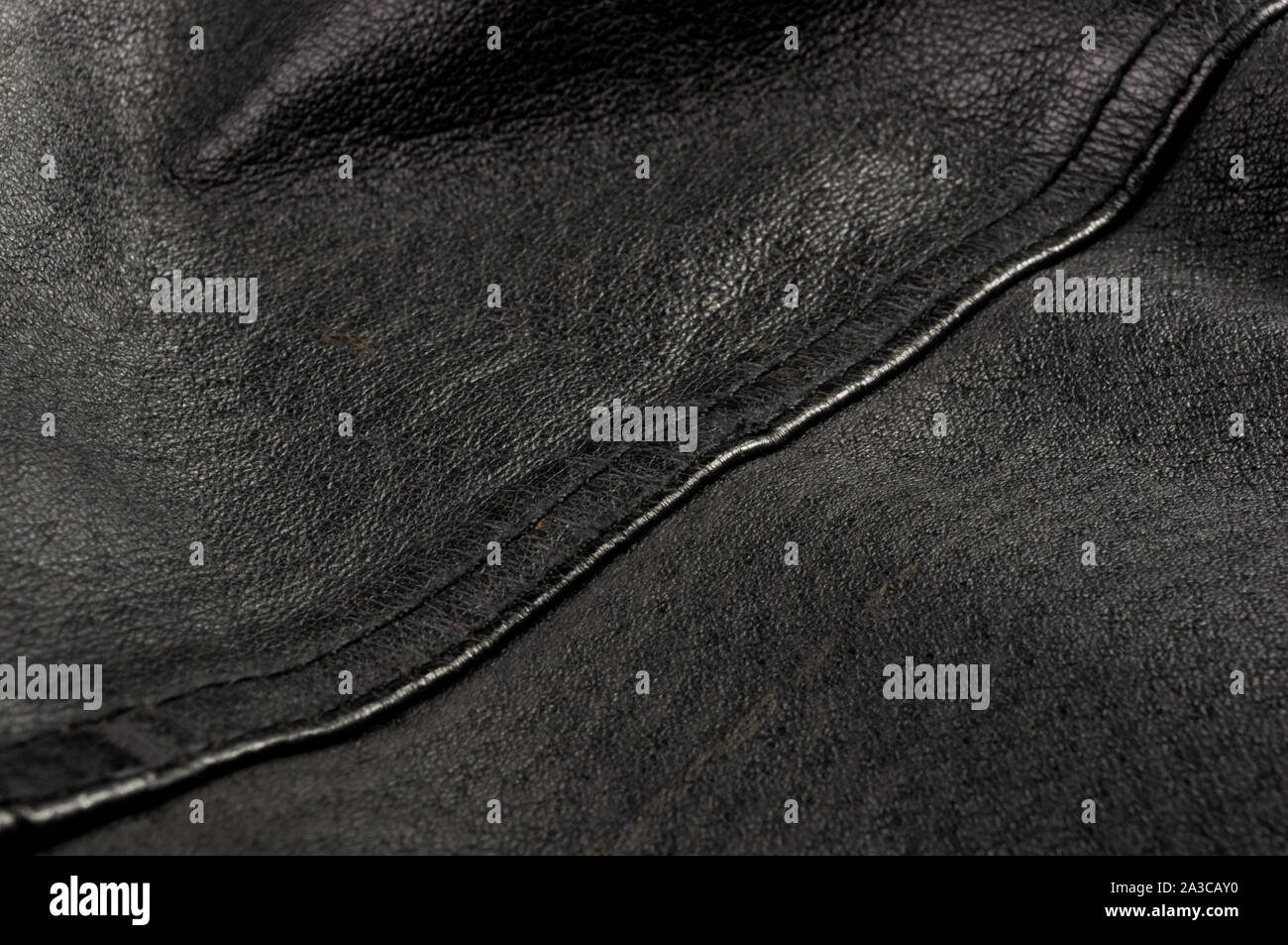 Old vintage genuine soft black leather texture background, top layer ...