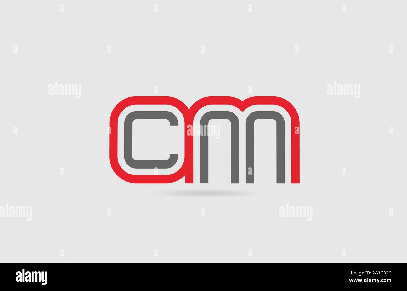 red grey alphabet letter logo combination CM C M for icon design ...
