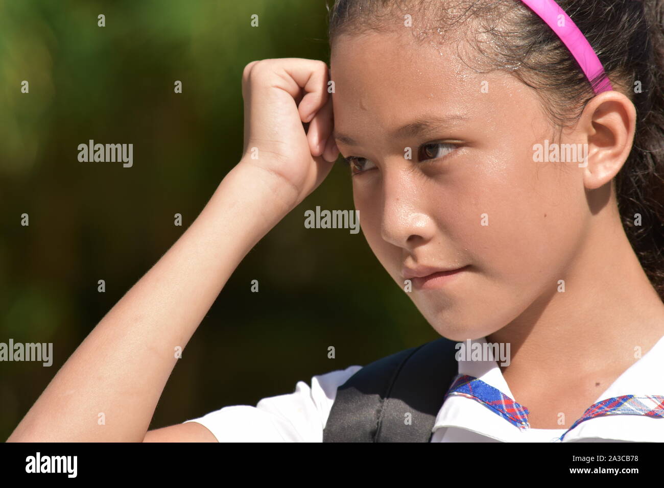 Young Diverse Female Student Under Stress With Notebooks Stock Photo ...