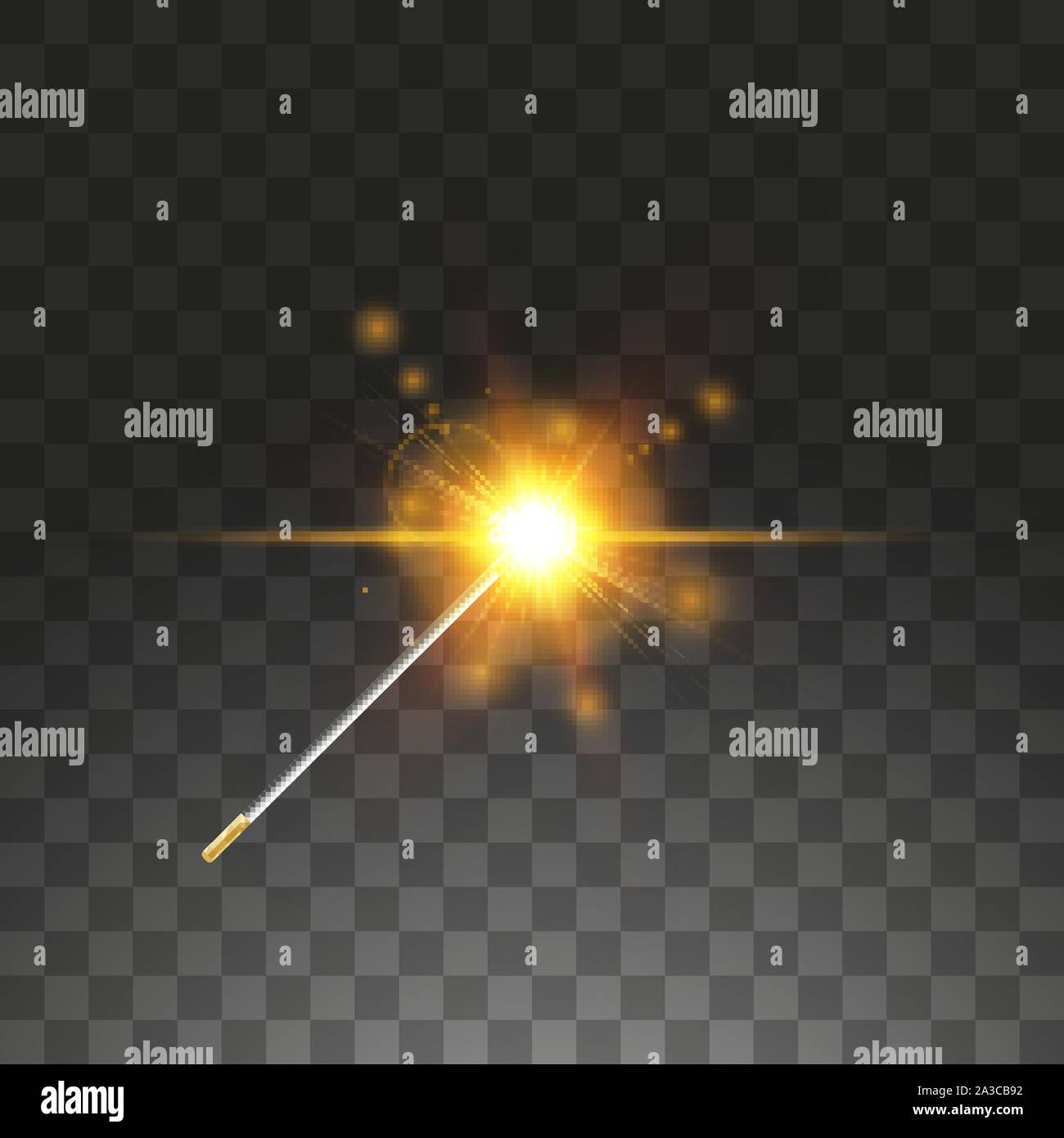 Golden Magic wand. Vector illustration. Isolated on transparent ...