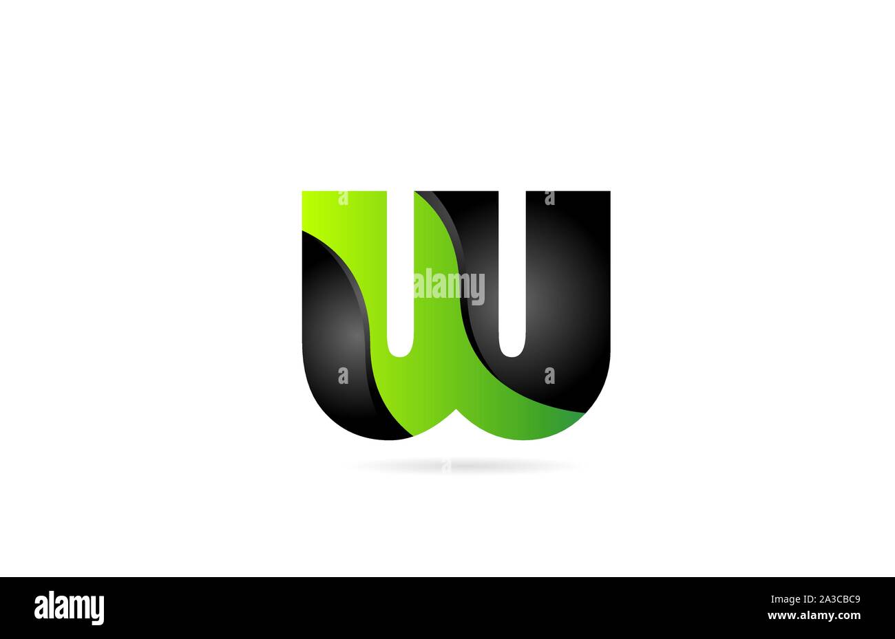 alphabet letter w black green for company logo icon design. Suitable ...