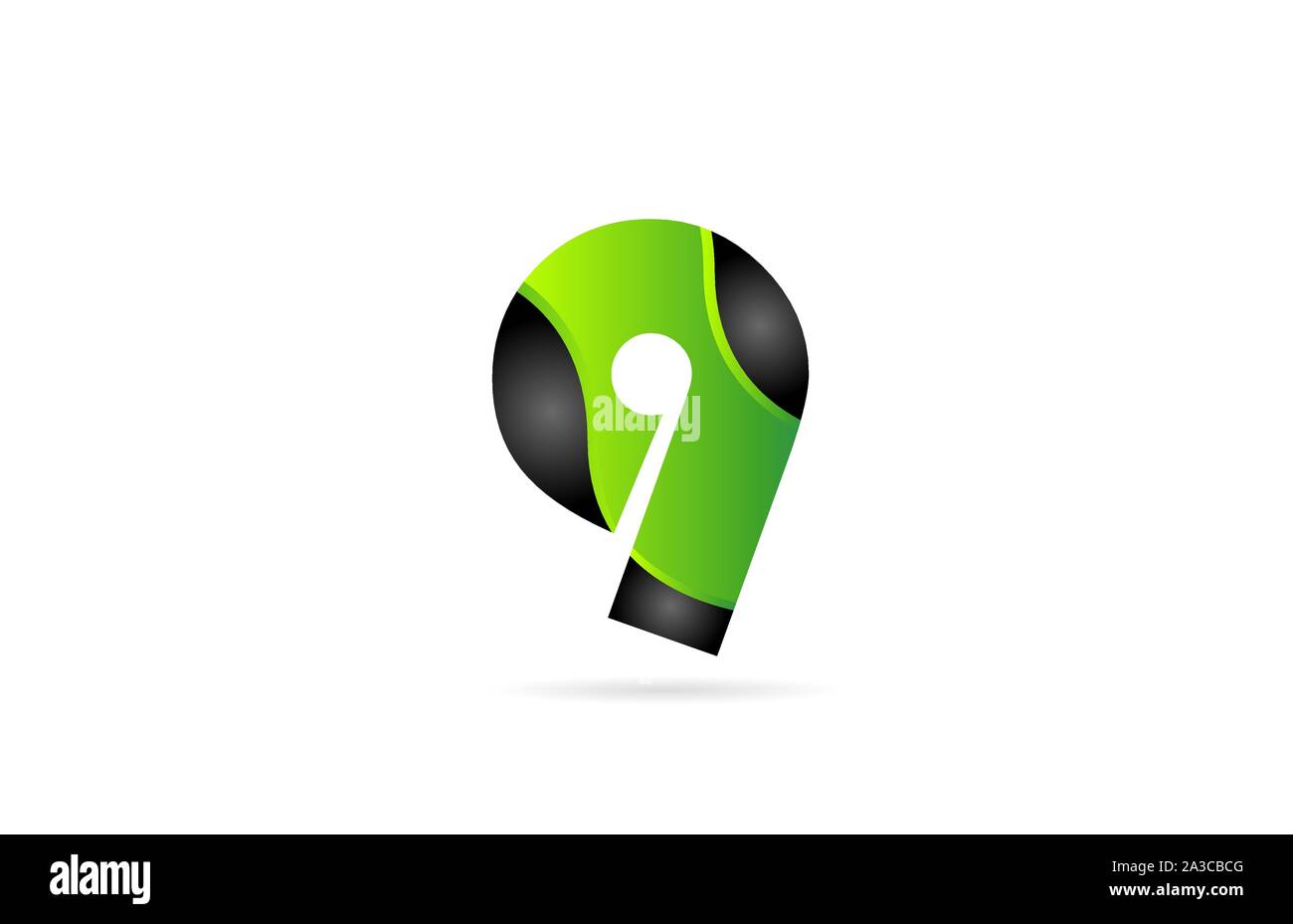 9 black number green for company logo icon design. Suitable for a brand ...