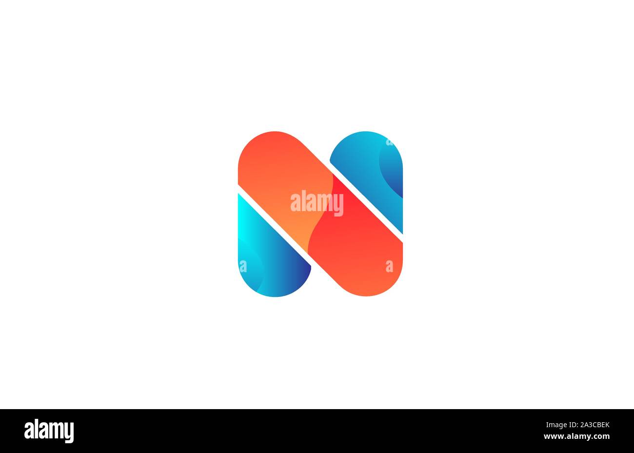 letter N orange blue alphabet for company logo design. Suitable for a ...