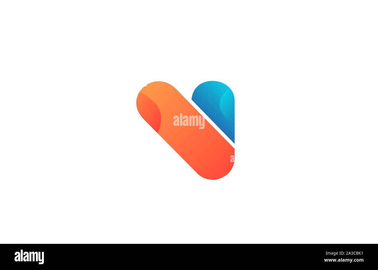 letter V orange blue alphabet for company logo design. Suitable for a ...
