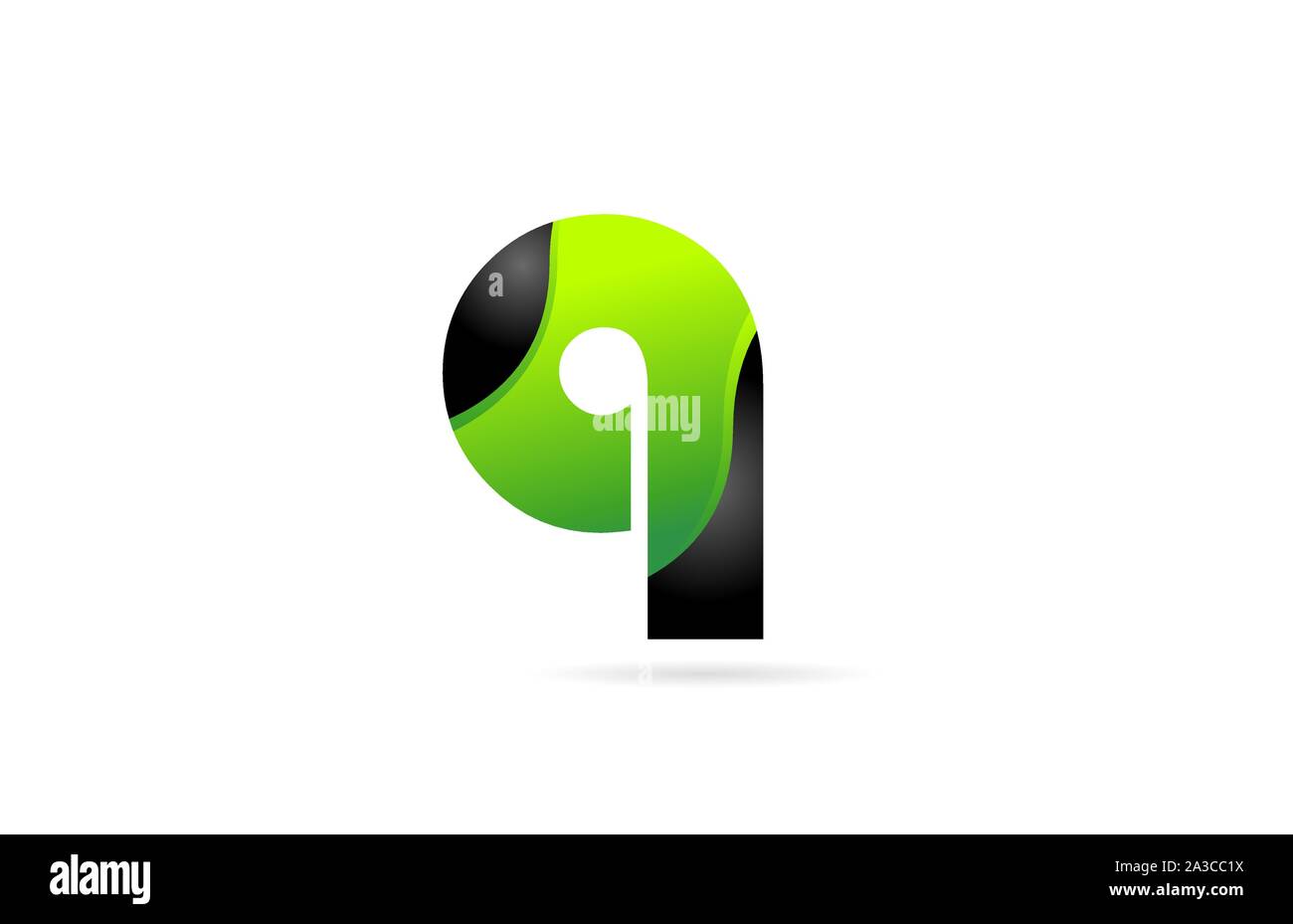 alphabet letter q black green for company logo icon design. Suitable ...