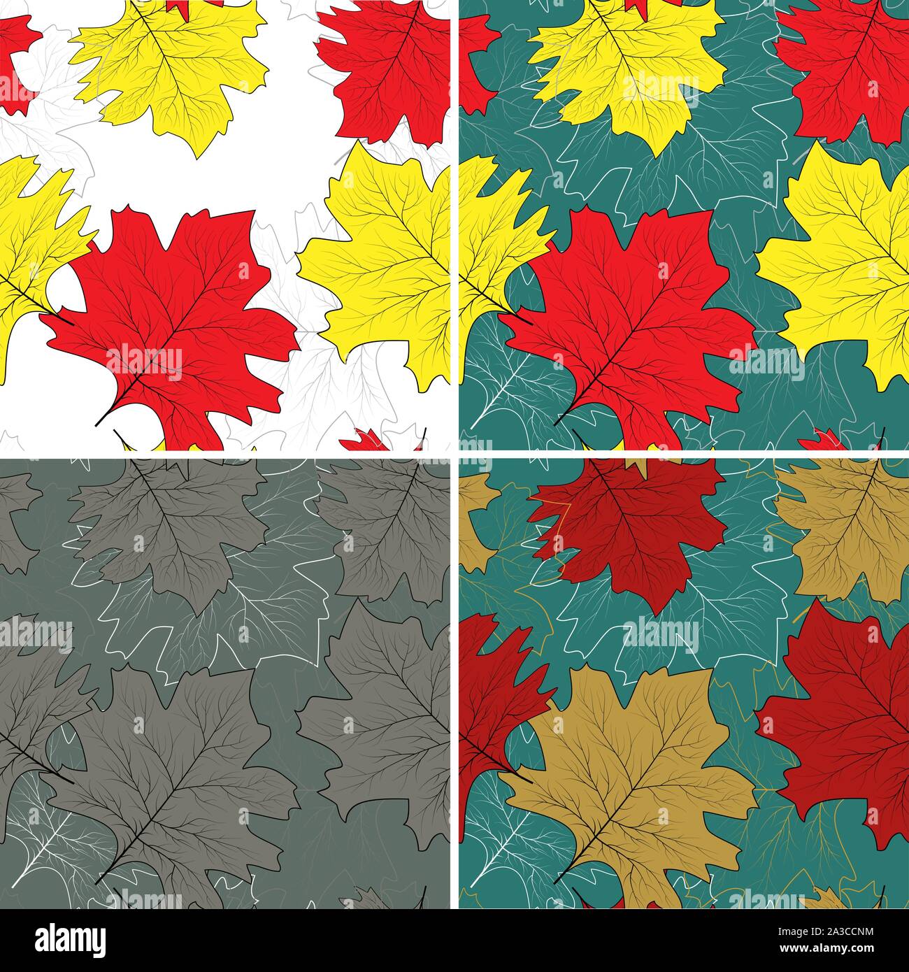 Leaf background. Modern abstract set with red autumn maple leaves ...