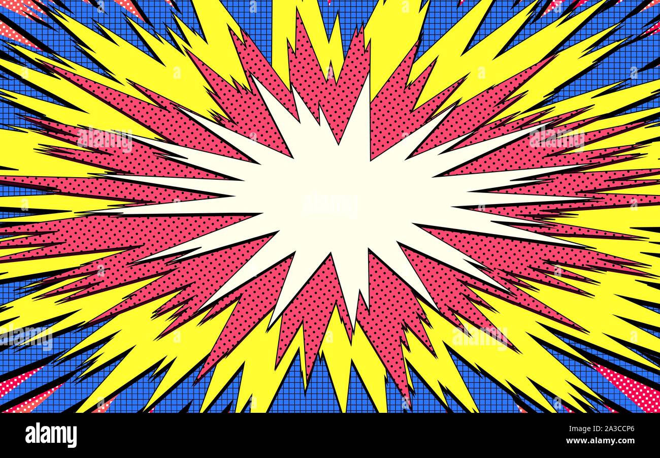 Explosion vector illustration. Retro pop art speech bubble with dots ...