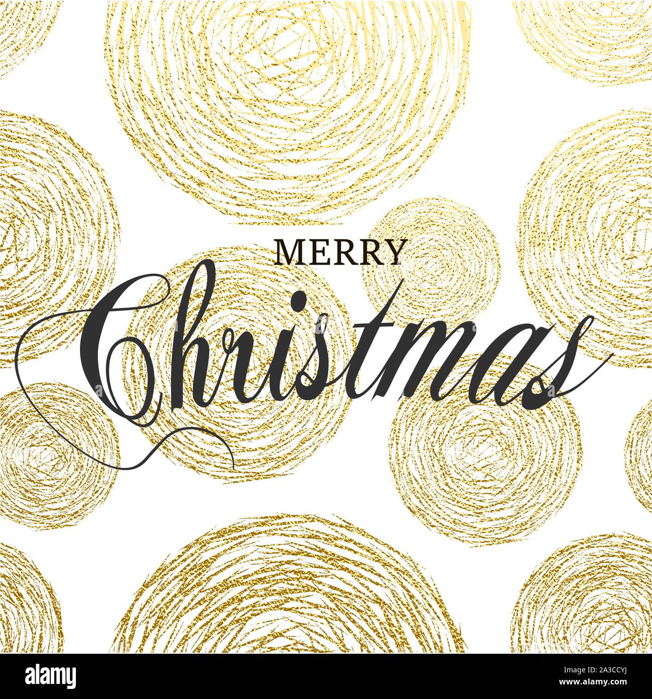 Merry Christmas gold glittering lettering design. Vector illustration ...