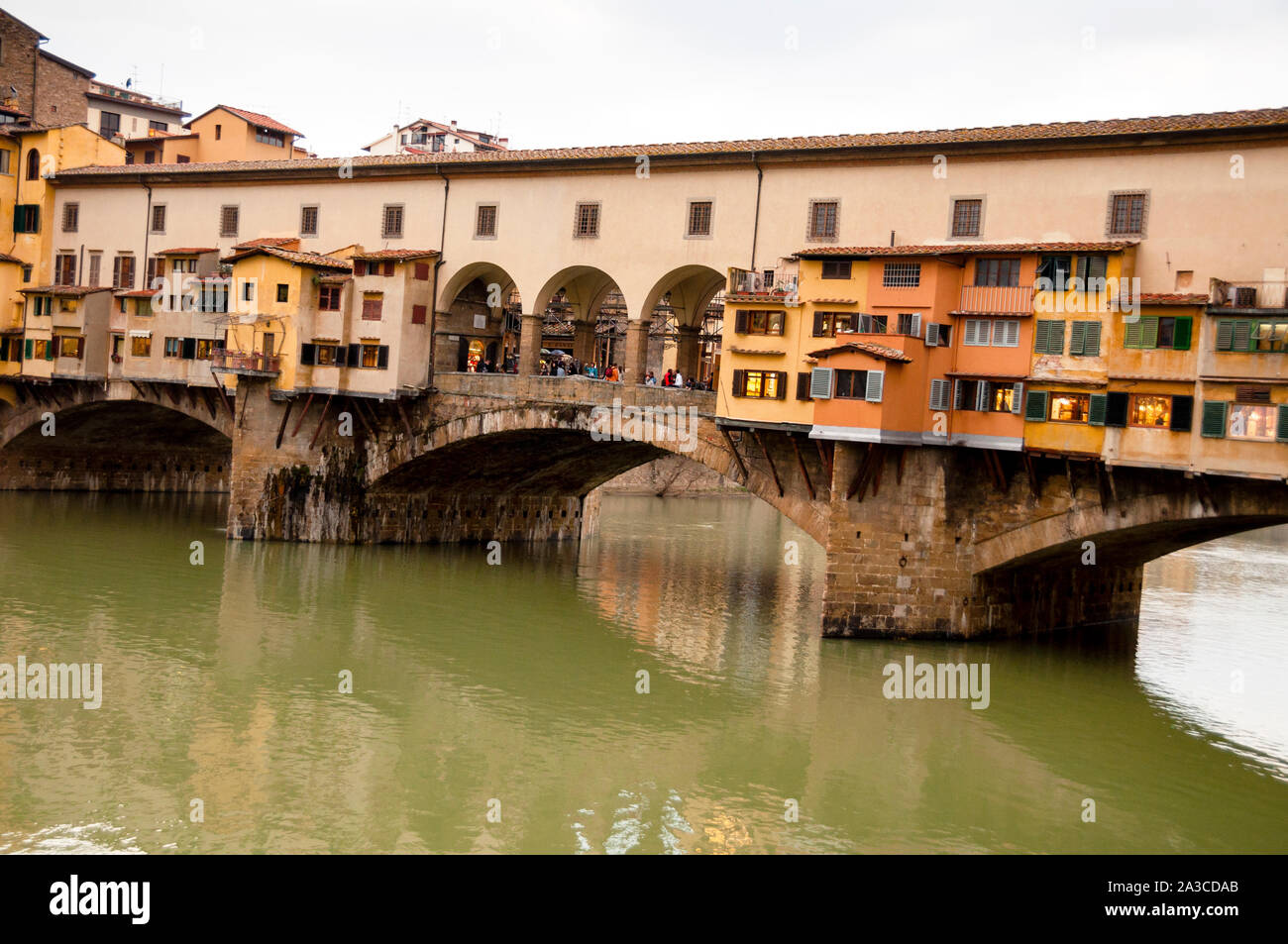 The Ponte Vecchio medieval segmental arch bridge in Florence, Italy ...