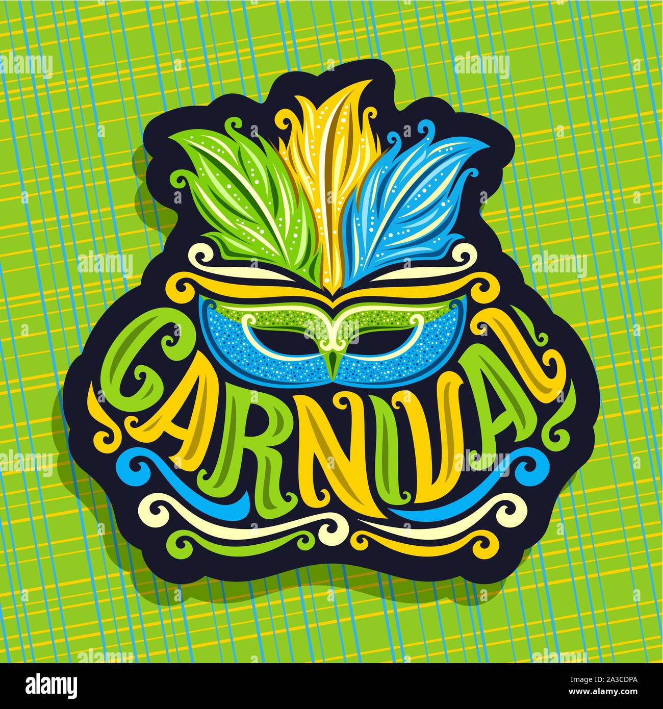 Vector logo for Carnival, poster with brazilian feather headdress and ...