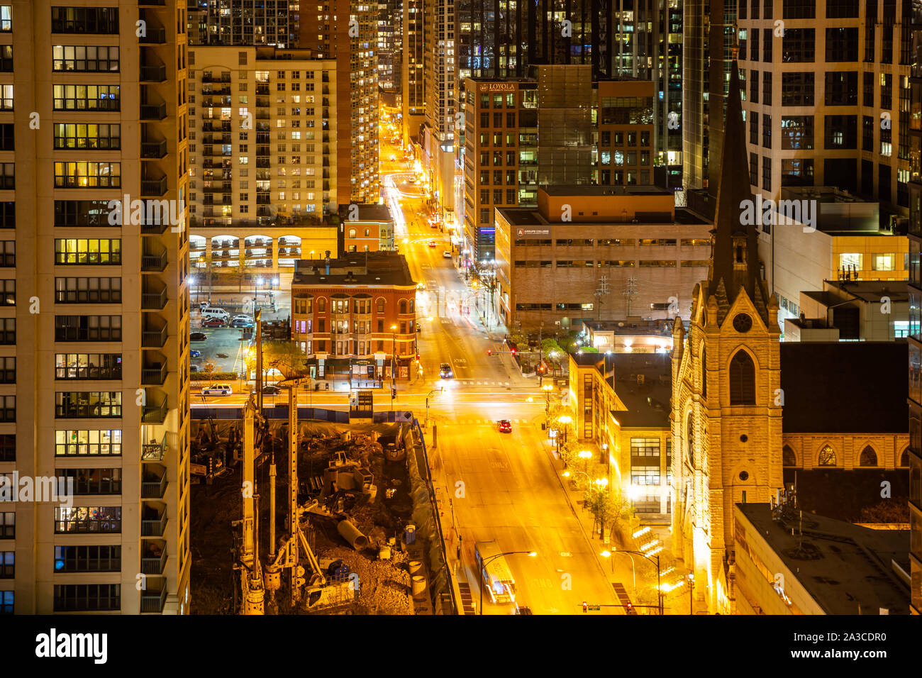 Chicago, Illinois, USA, May 9, 2019. Above view of skyscrapers in ...