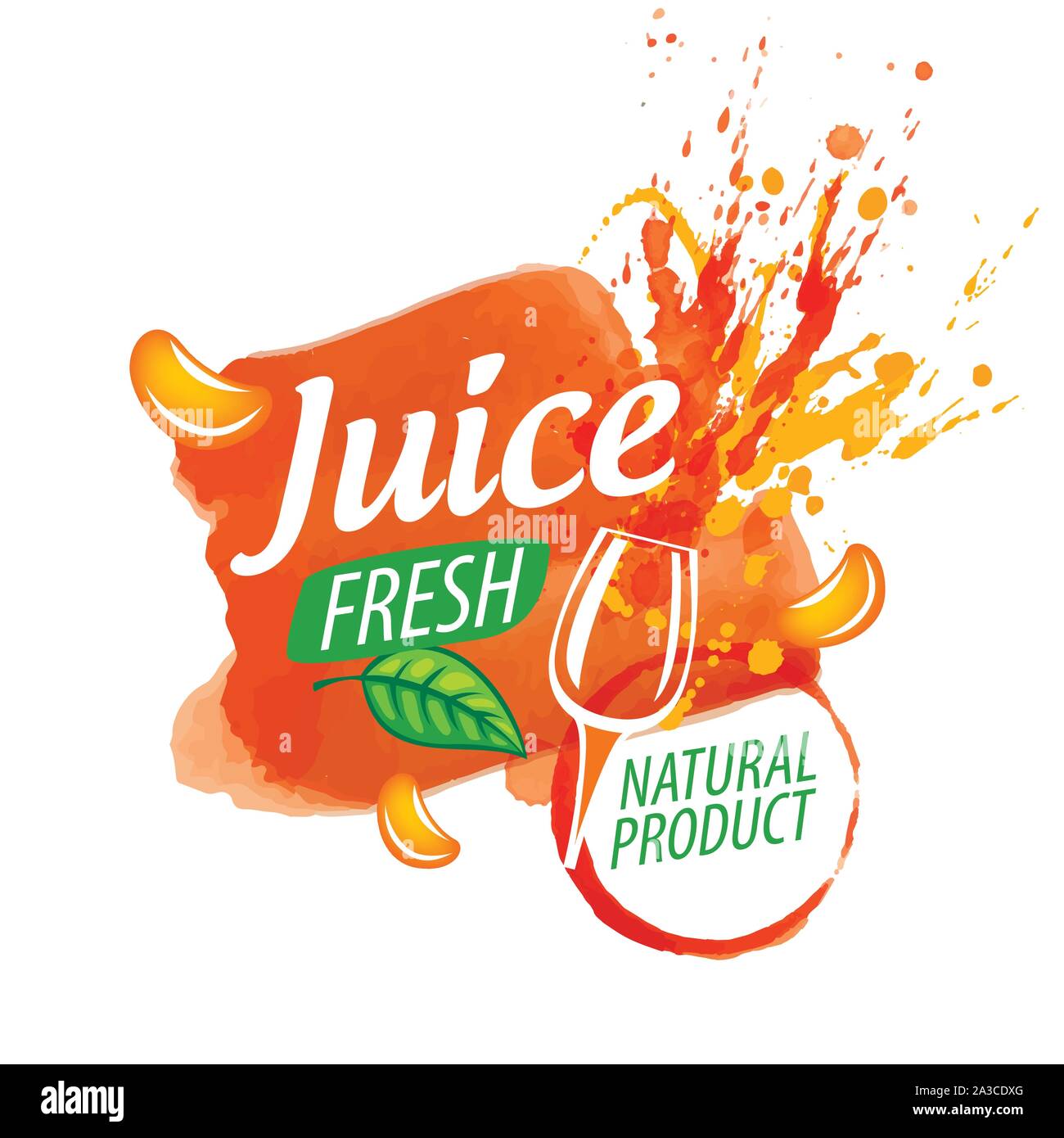 Vector logo orange juice splatter on white background Stock Vector ...