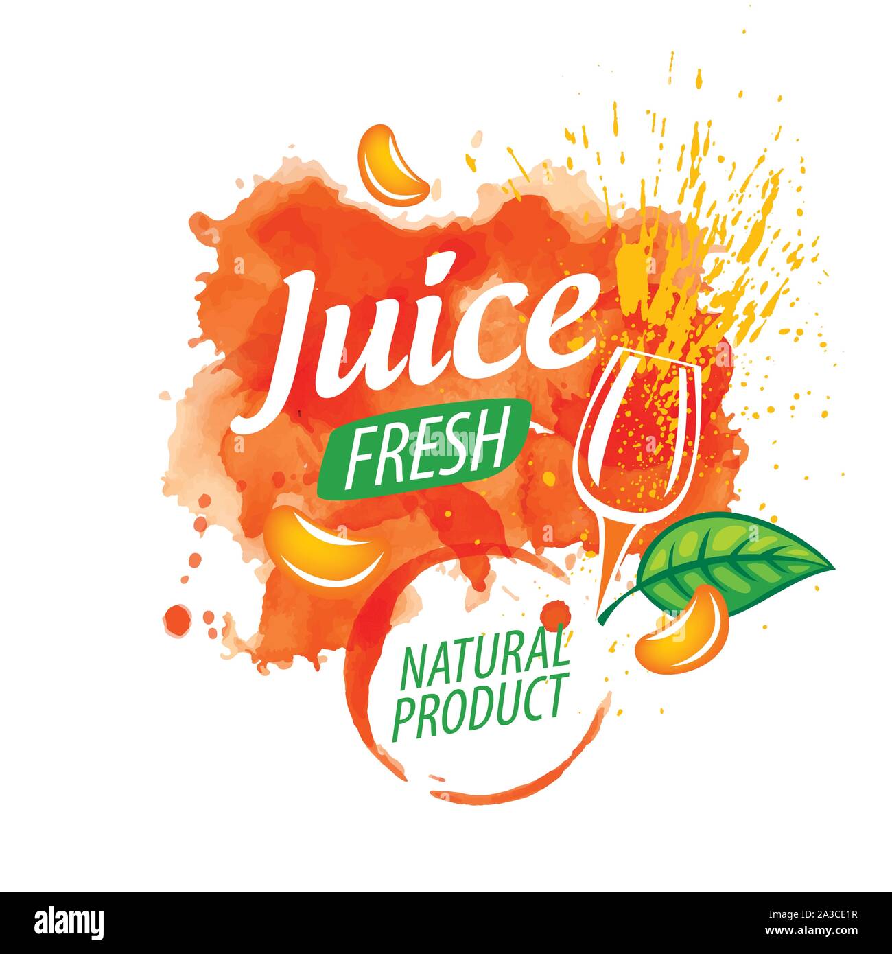 Vector logo orange juice splatter on white background Stock Vector ...