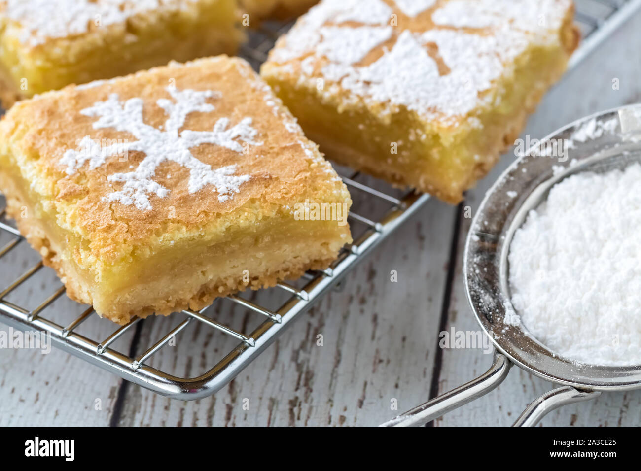 Lemon squares with powdered sugar Stock Photo - Alamy