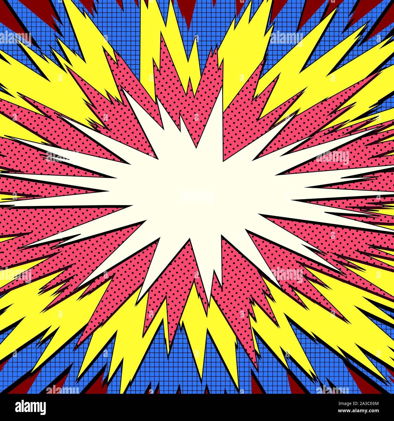 Explosion vector illustration. Retro pop art speech bubble with dots ...