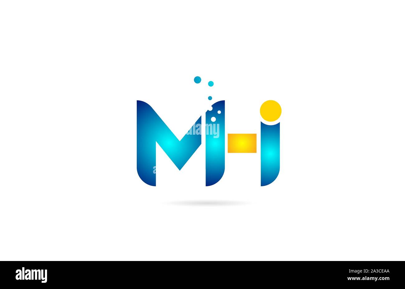letter combination mh m h orange blue alphabet for company logo ...
