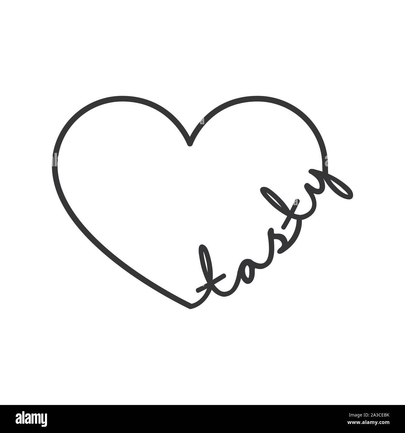 Tasty - calligraphy word with hand drawn heart. Lettering symbol ...