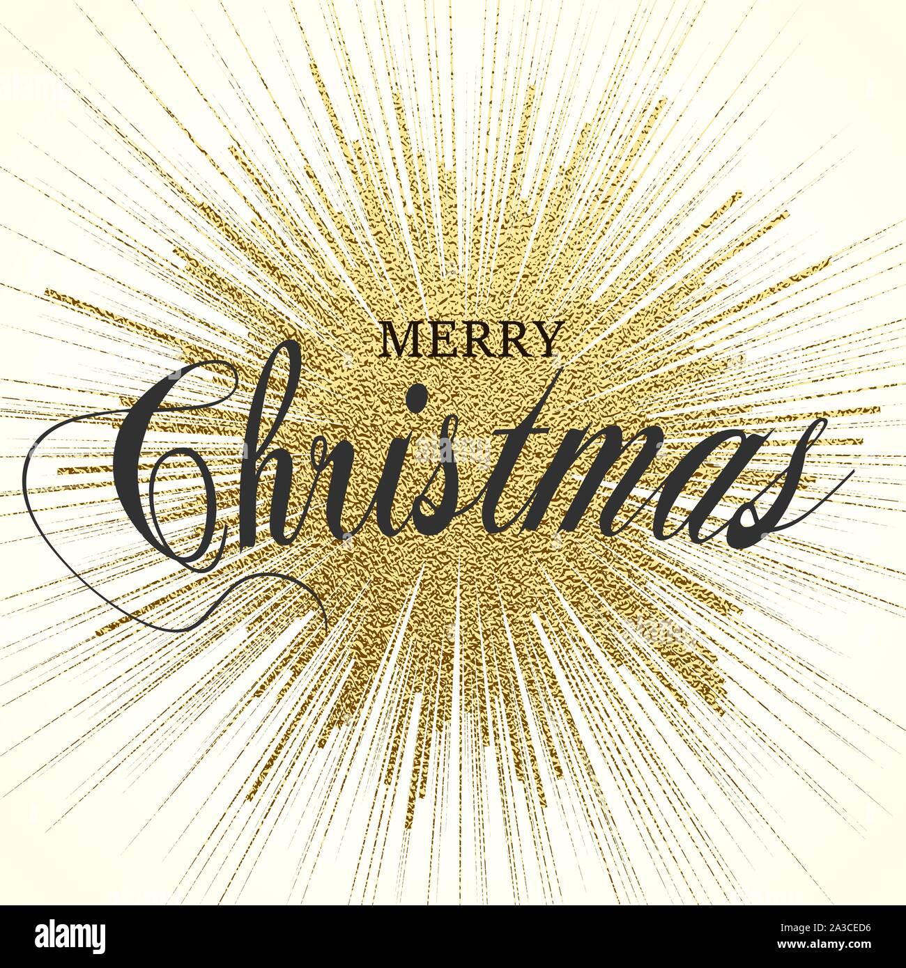 Merry Christmas gold glittering lettering design. Explosion vector ...