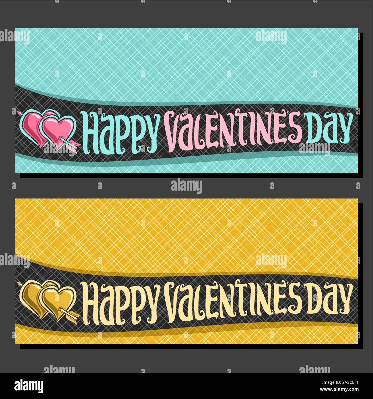 Vector greeting cards for St. Valentine's Day with copy space, 2 ...