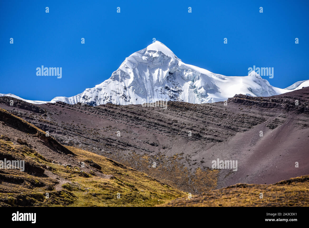 Mineral rich geological formations in the mountains of the Cordillera ...