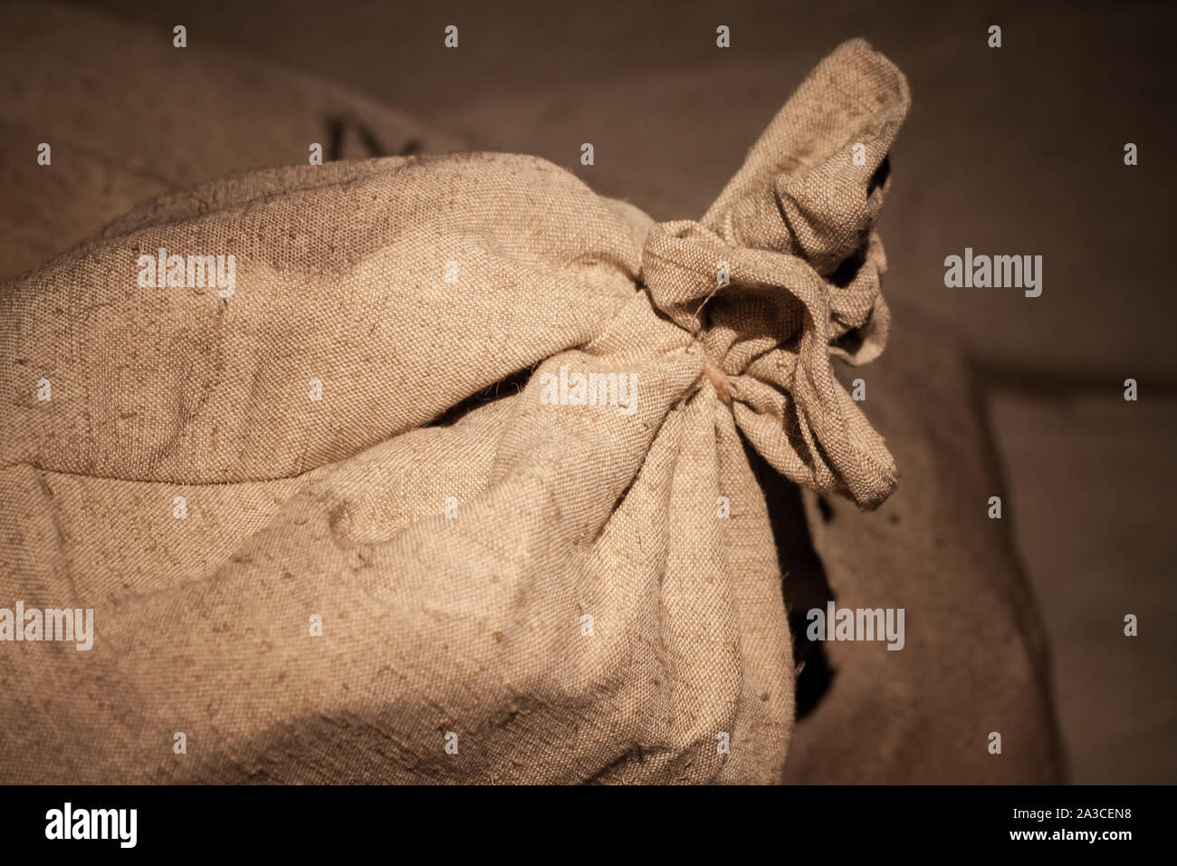 Old canvas bag, close up photo with selective soft focus Stock Photo ...
