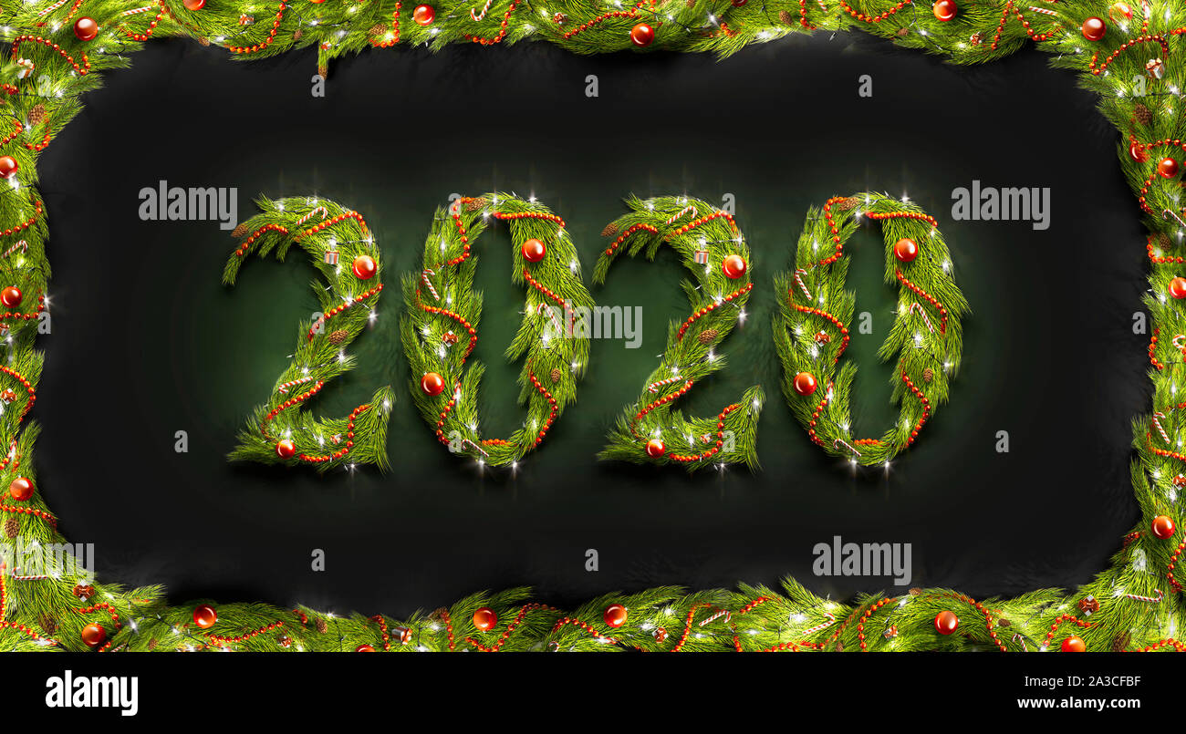 Decorative 2020 numbers, new year font mockup in darkness Stock Photo ...