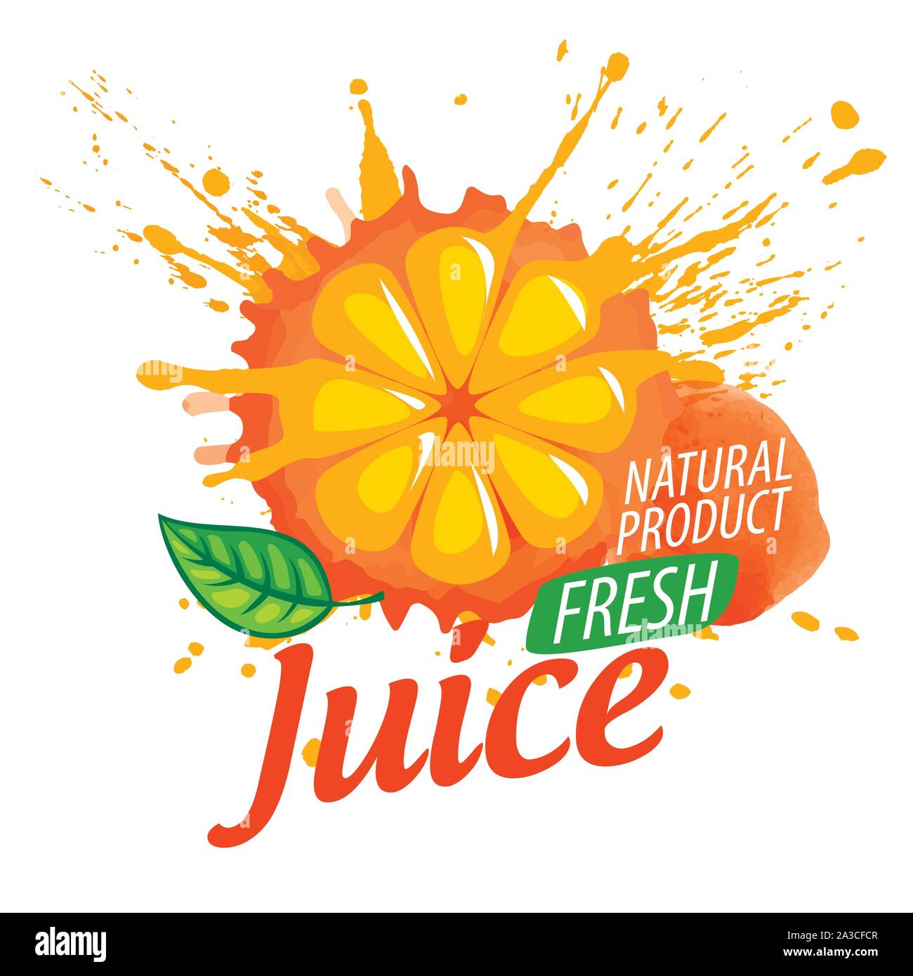 Vector logo orange juice splatter on white background Stock Vector ...