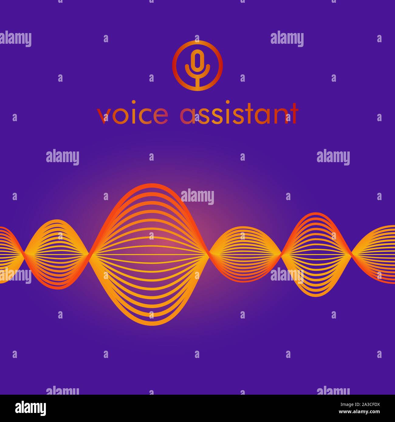 Microphone button with bright voice and sound imitation waves ...