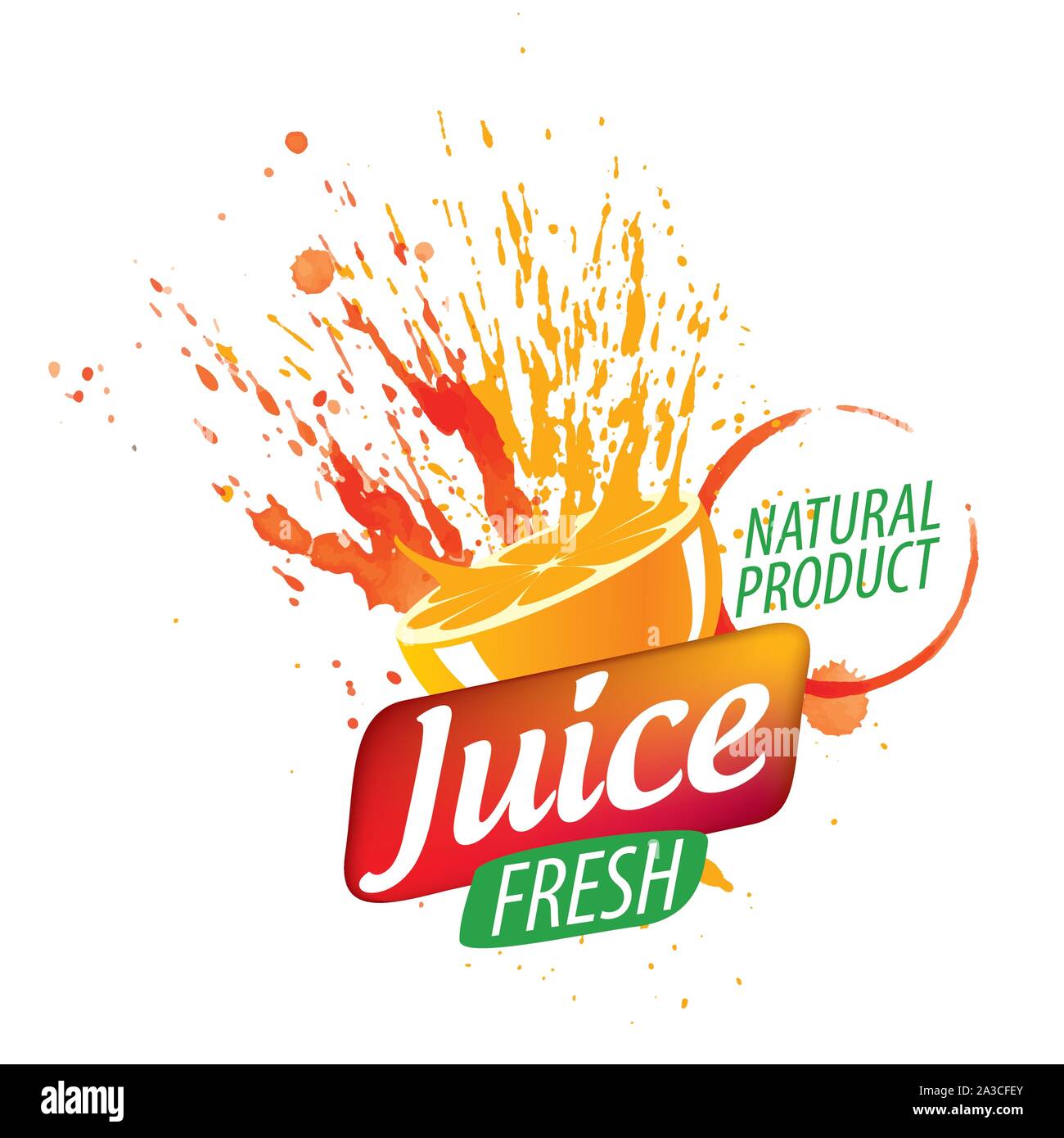 Vector logo orange juice splatter on white background Stock Vector ...