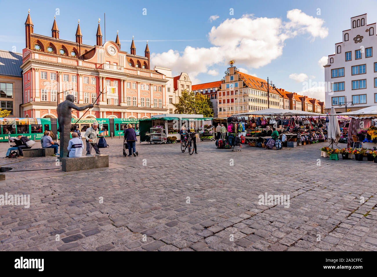 Rostock Town Hall on New Market square, Rostock, Germany Stock Photo ...
